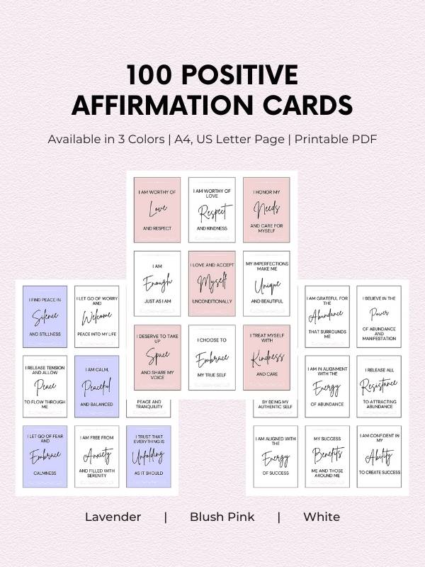100 Printable Affirmation Cards for Self-Love & Confidence - Thrive In ...
